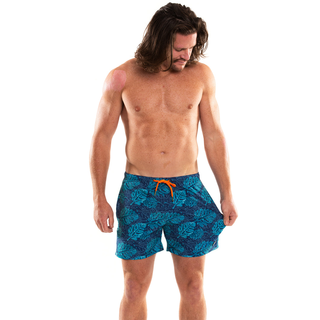 Compression Lined 5" Swim Trunks - Blue Lagoon – Third Wave Style